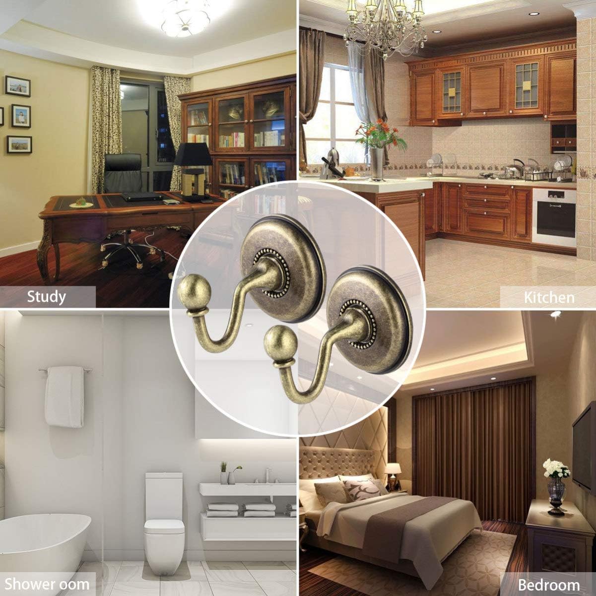 Set 2 cuiere de perete, Sunmostar, alama, culoare bronz - eMAG.ro