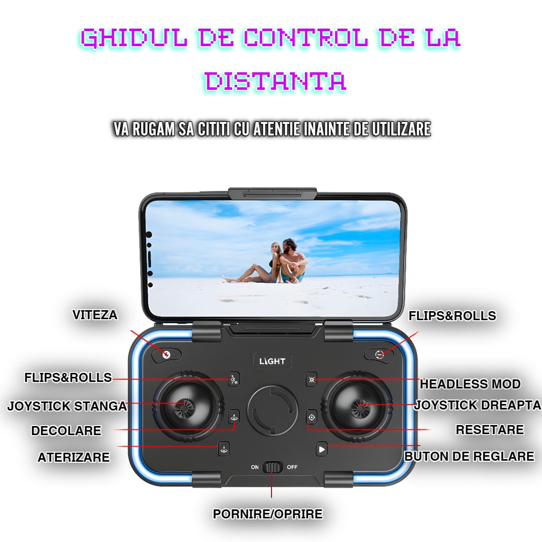 Mini Drona, Camera 4k HD, Dual camera, Filmare si Fotografiere, 30 min ...