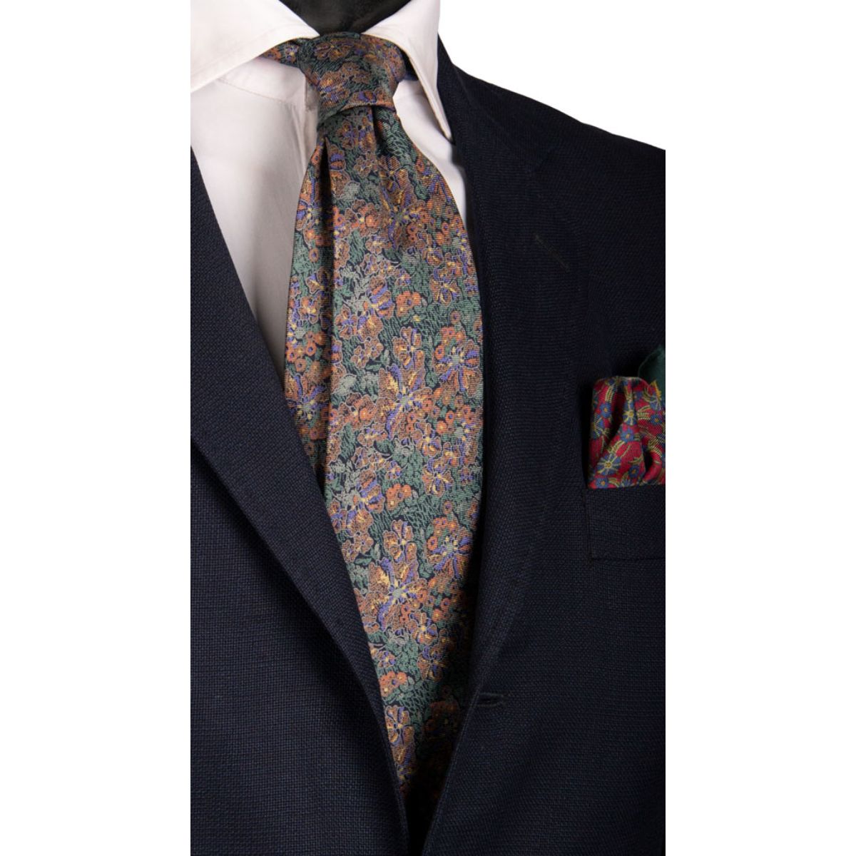 Cravata matase, AN696, Verde Blue, 150cm - eMAG.ro