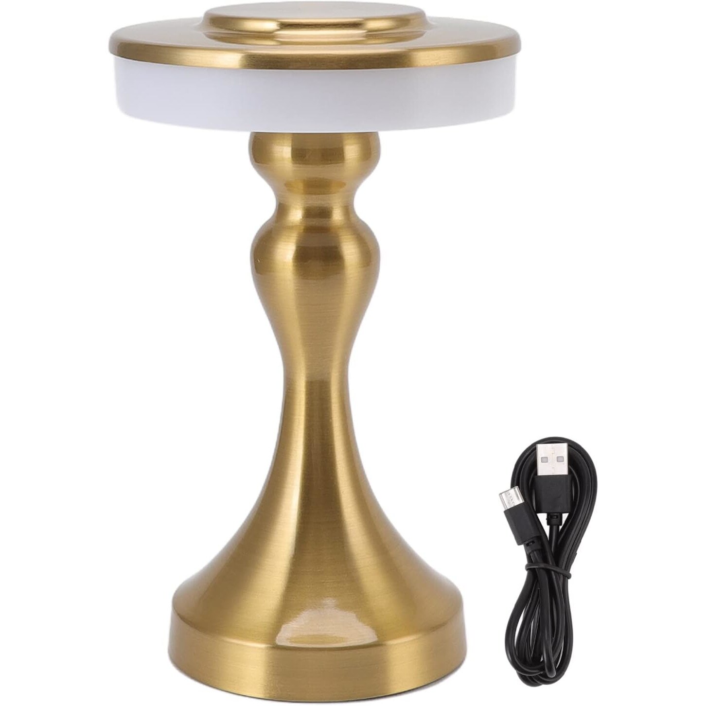 Set de 2 veioze de masa, din metal, fara fir, incarcabile, aurii, brand ...