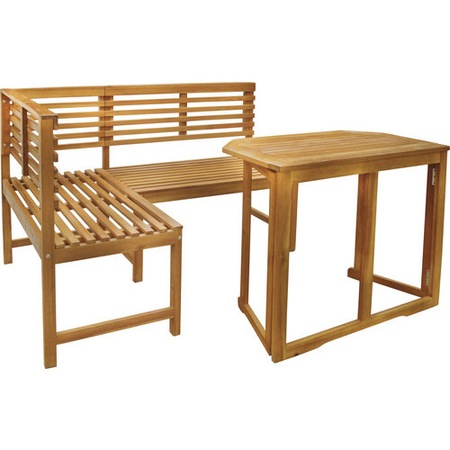 Set Mobilier Balcon Lemn 2 Piese 3 Locuri Maro - eMAG.ro