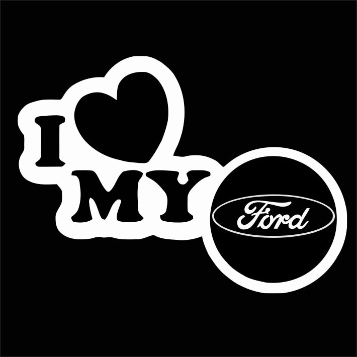 Стикер за кола, ИЗОБРАЖЕНИЕ, I love my FORD, бял, 23 x 17 см - eMAG.bg