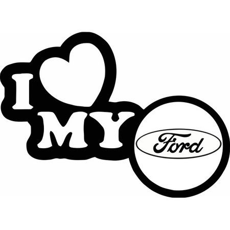 Стикер за кола, ИЗОБРАЖЕНИЕ, I love my FORD, черен, 23 х 17 см - eMAG.bg