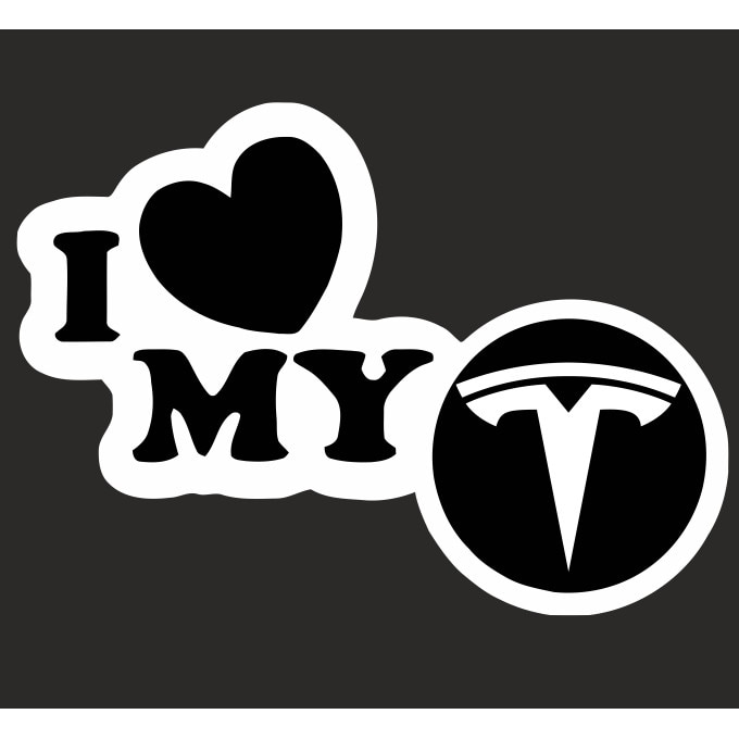 Стикер за кола, ИЗОБРАЖЕНИЕ, I love my TESLA, бял, 23 x 17 см - eMAG.bg