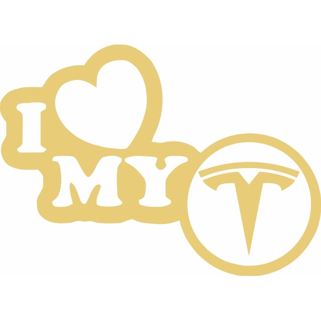 Стикер за кола, ИЗОБРАЖЕНИЕ, I love my TESLA, златен, 23 x 17 см - eMAG.bg
