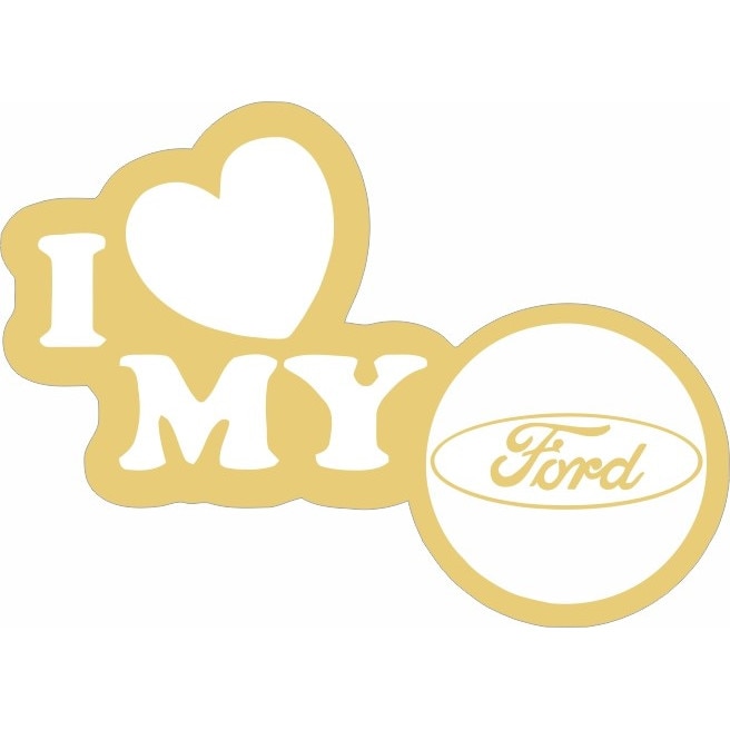 Стикер за кола, ИЗОБРАЖЕНИЕ, I love my FORD, златен, 23 x 17 см - eMAG.bg