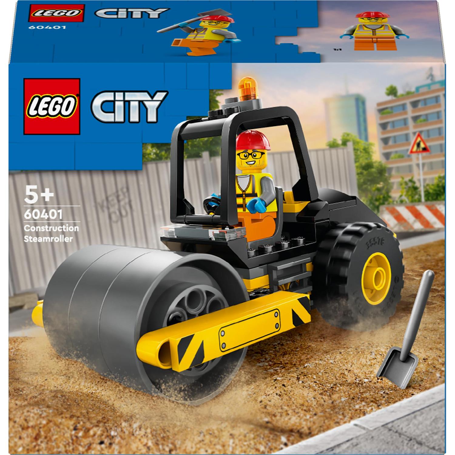 LEGO® City - Cilindru compactor de santier 60401, 78 piese - eMAG.ro
