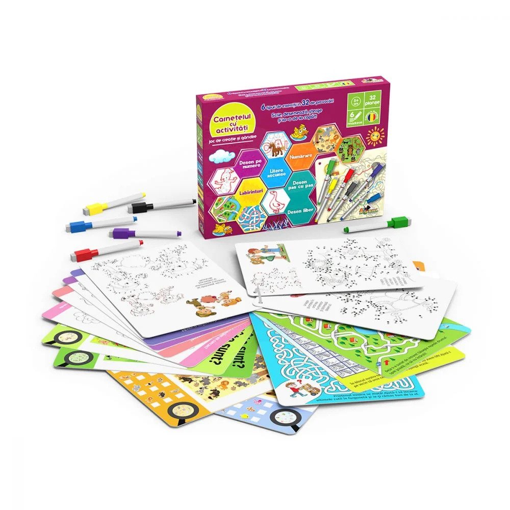 Joc educativ de creatie si gandire cu 32 de planse de activitati ...