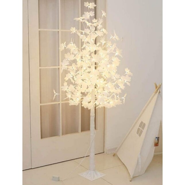 Copac Artar decorativ Alb, LED, 180 cm, lumina calda, craciun, gradina ...