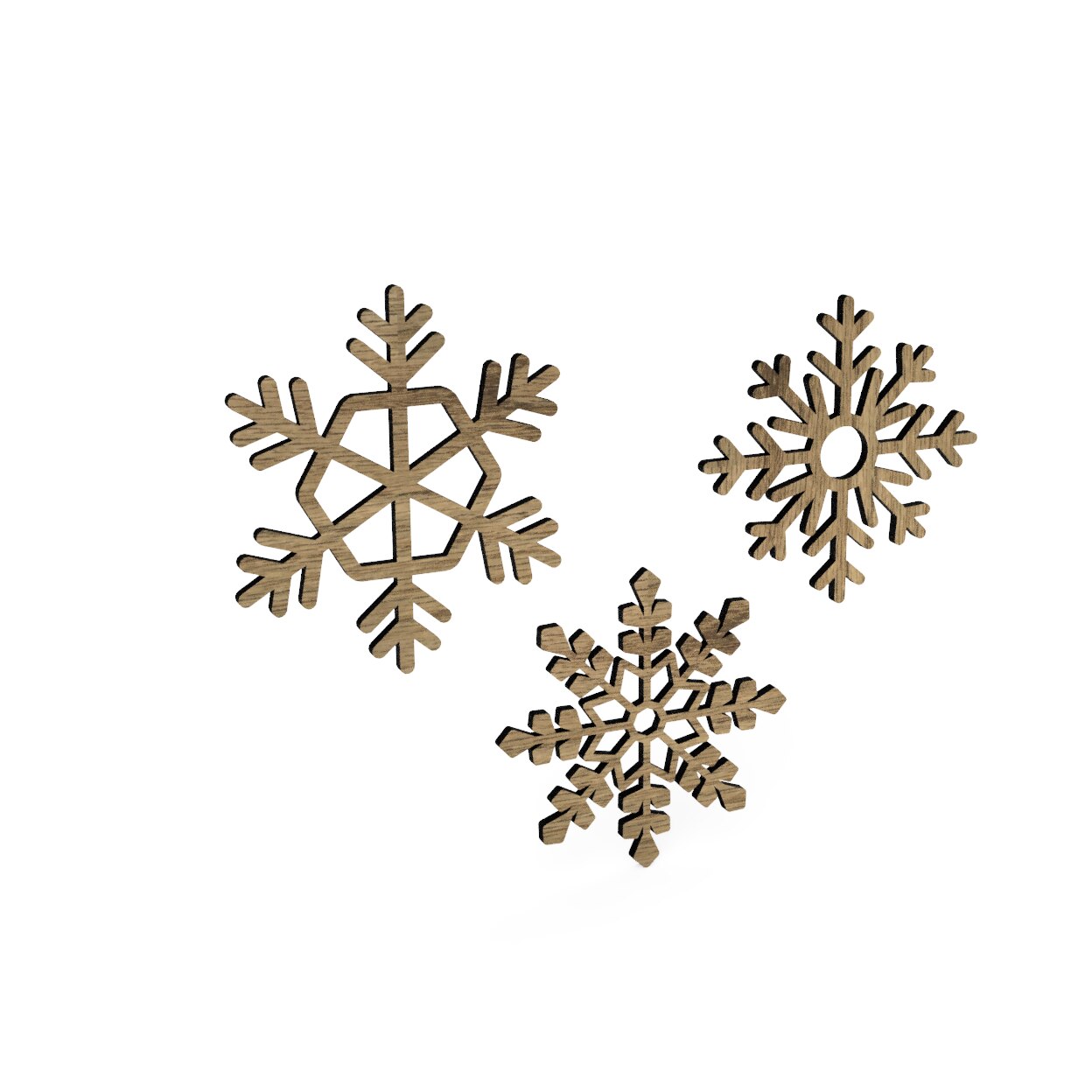 Set de 3 stelute din lemn natur, 7x7 cm, forme diferite - eMAG.ro