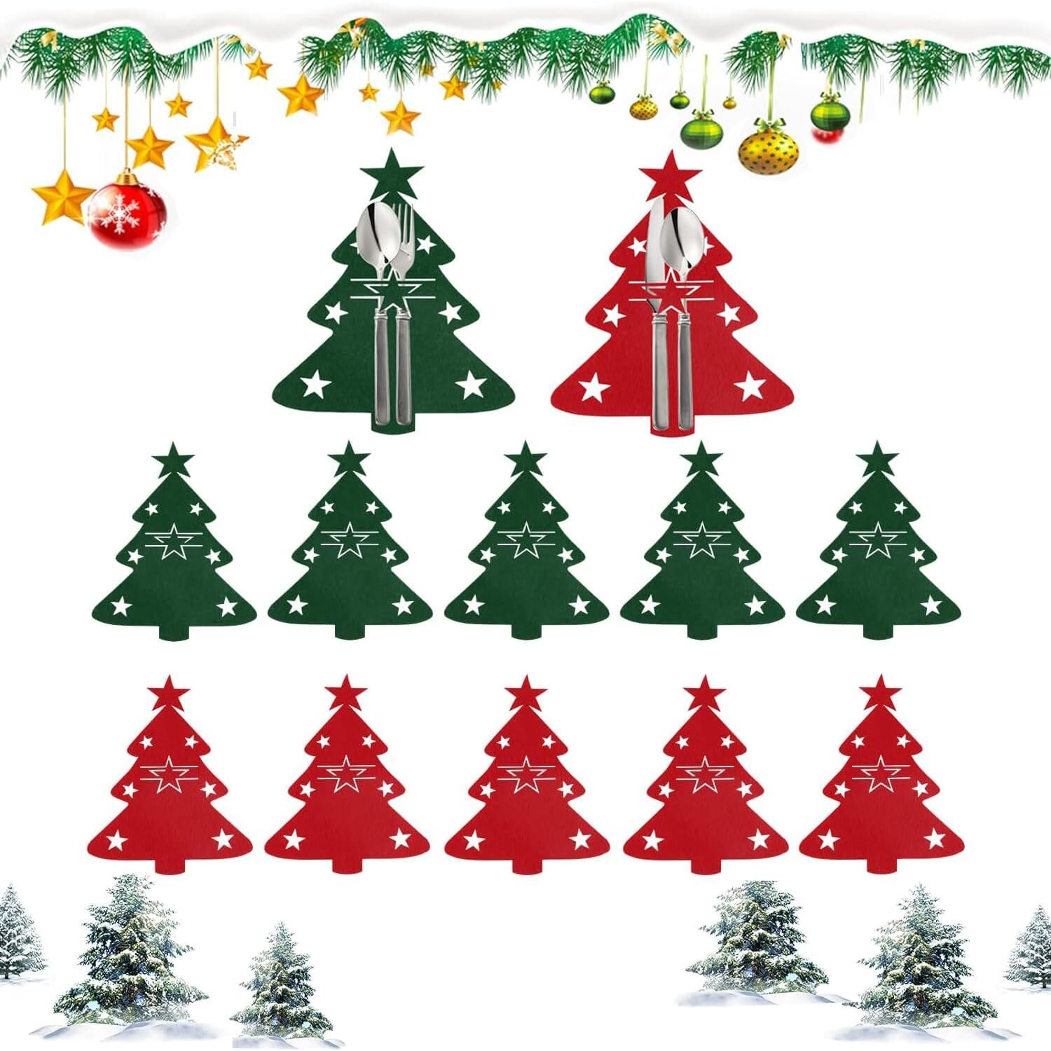 Set 12 suporturi tacamuri, Aisdelu®, In forma de brad, 21x17 cm ...