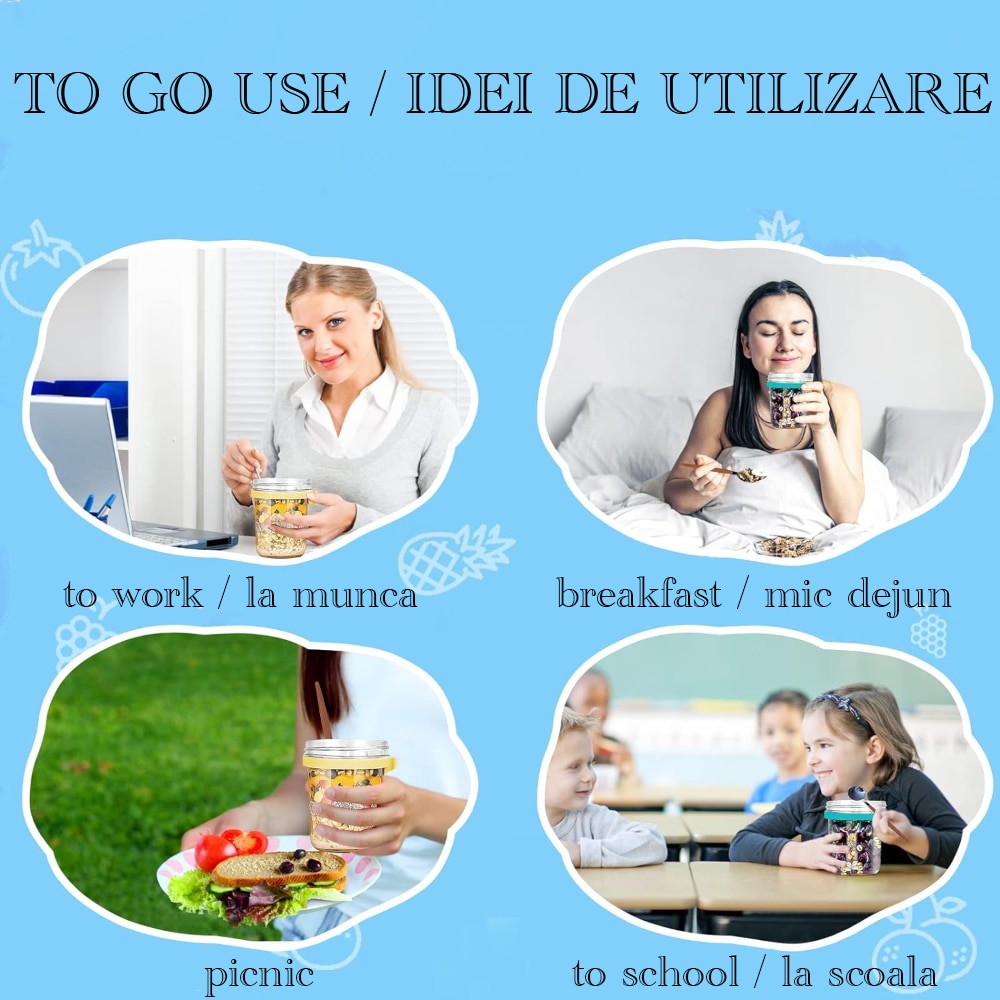 Set 2 pahare cu lingurite, Quasar & Co.®, gradate, to go, pentru mic ...