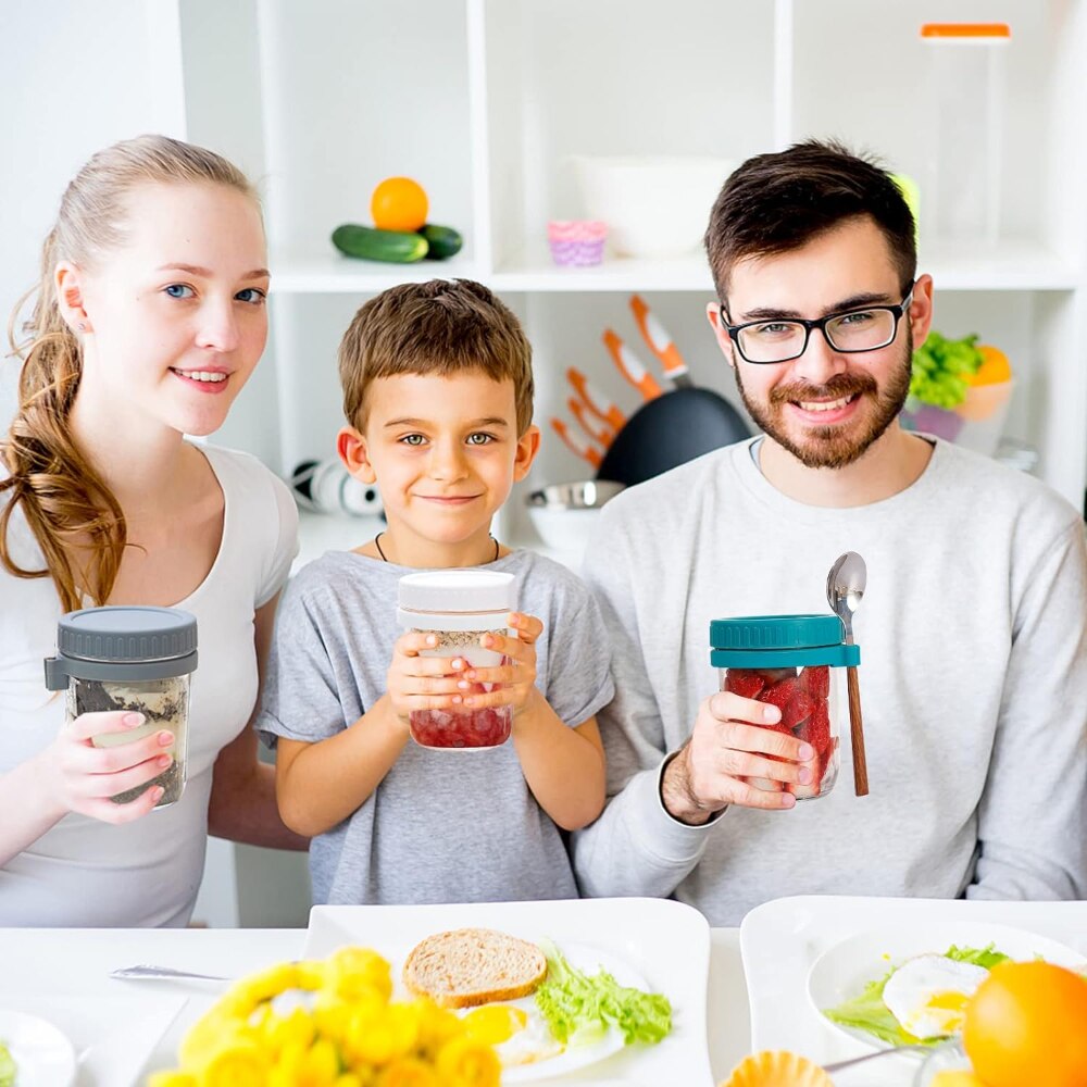 Set 2 pahare cu lingurite, Quasar & Co.®, gradate, to go, pentru mic ...