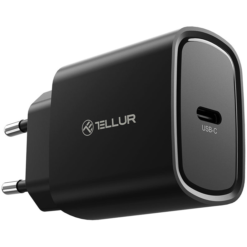 Incarcator retea ultra rapid Tellur 20W PD, USB-C, Negru - eMAG.ro