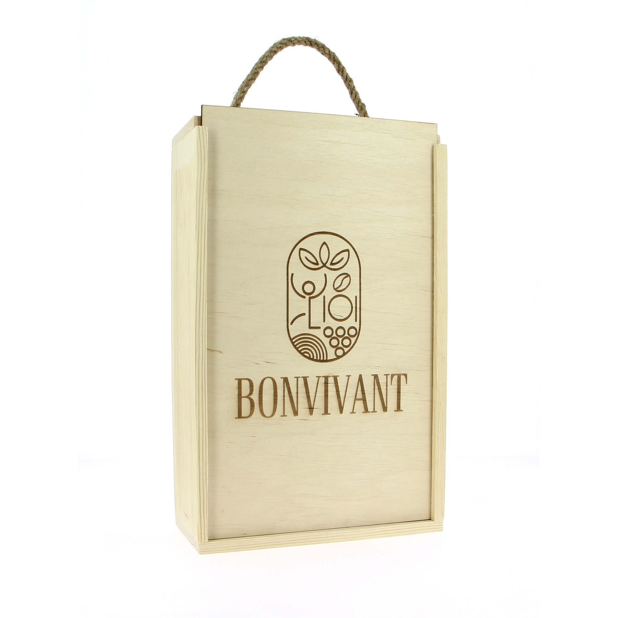 Кутия BONVIVANT, Дървена, 2 броя вина - eMAG.bg