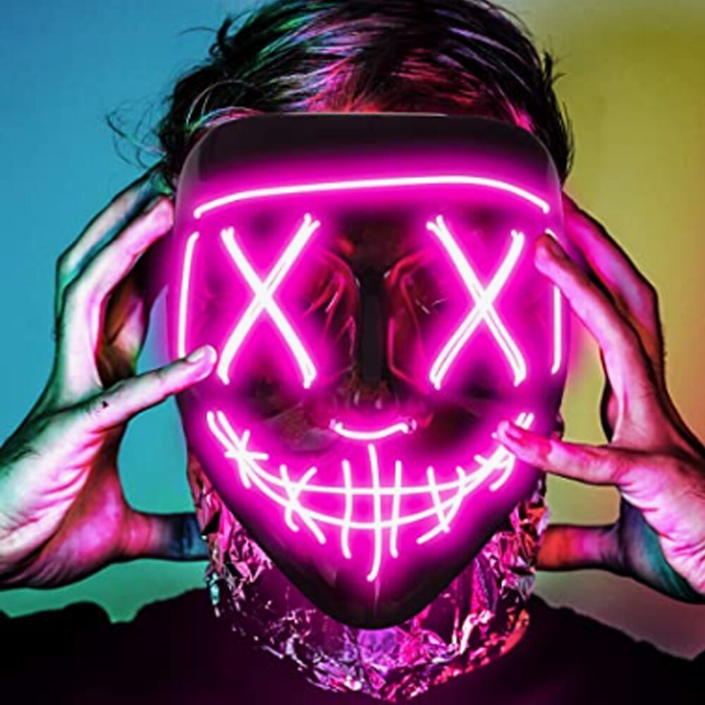 Masca pentru Halloween, LED, Negru/Roz - eMAG.ro