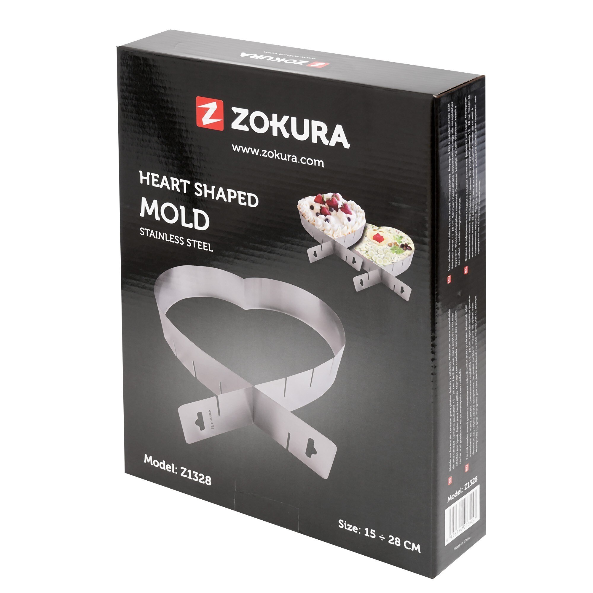 Forma reglabila tort, inima, inox, 15/28x5cm - Zokura - eMAG.ro