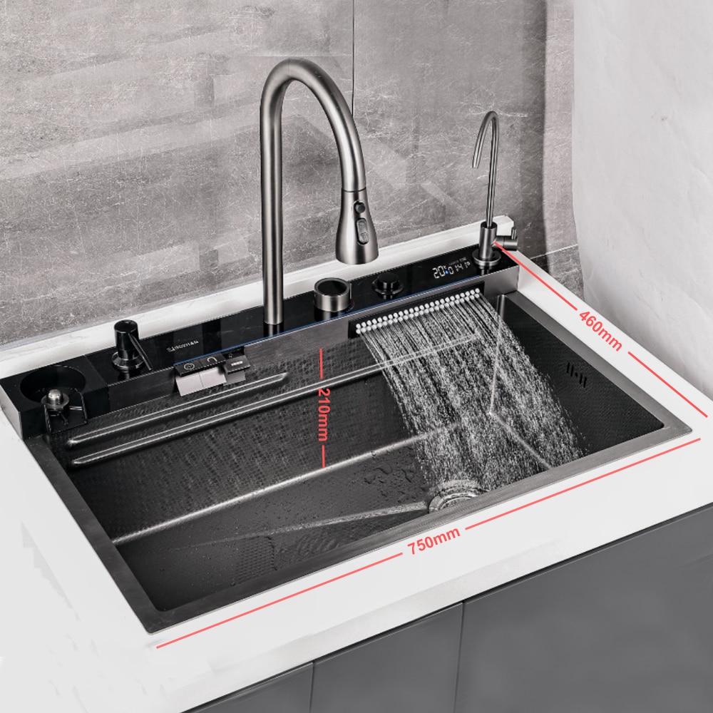 Set chiuveta bucatarie, multifunctionala, baterie cu dus de pulverizare ...