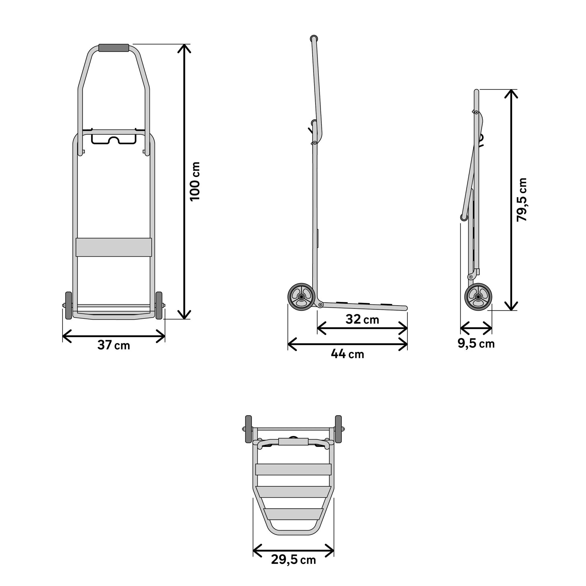 Liza pliabila din otel, cu sarcina maxima 30 kg, roti polipropilena ...