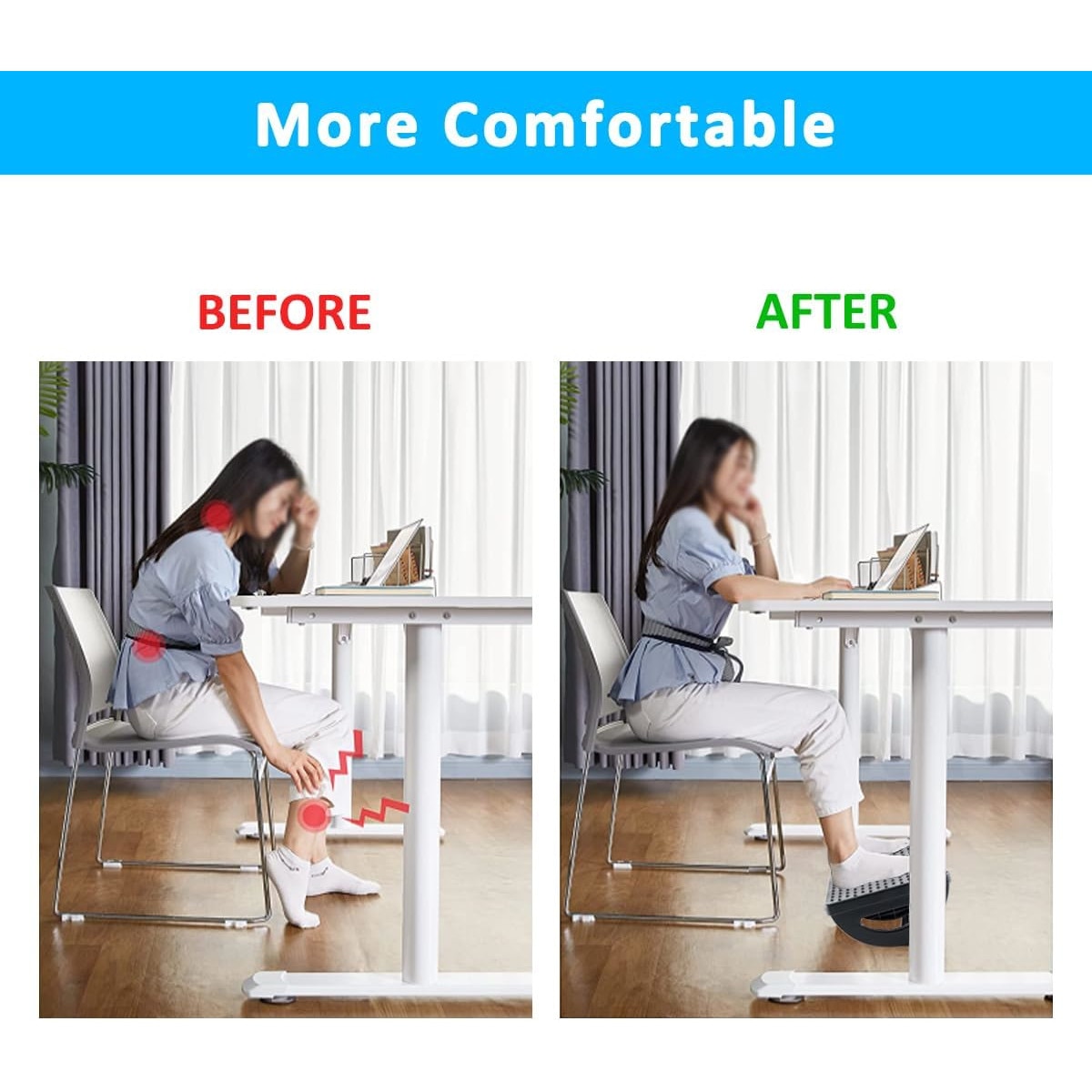 Опора за крака на бюрото, MunDeir, Полипропилен, Ергономичен, Масажни ...