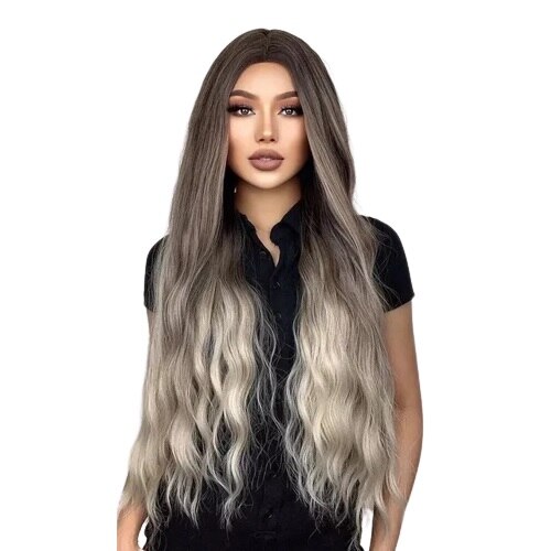 Peruca lunga Ombre Saten Gri, ondulata, Animis Beauty ®, fibra ...