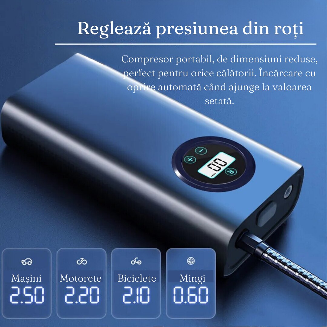 Compresor Electric Zenino - Portabil, Oprire Automata, Incarcare USB ...