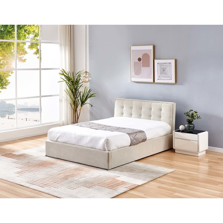 Pat rabatabil dublu 160x200 cm Model Calypso Tapitat Stofa Bej Somiera ...