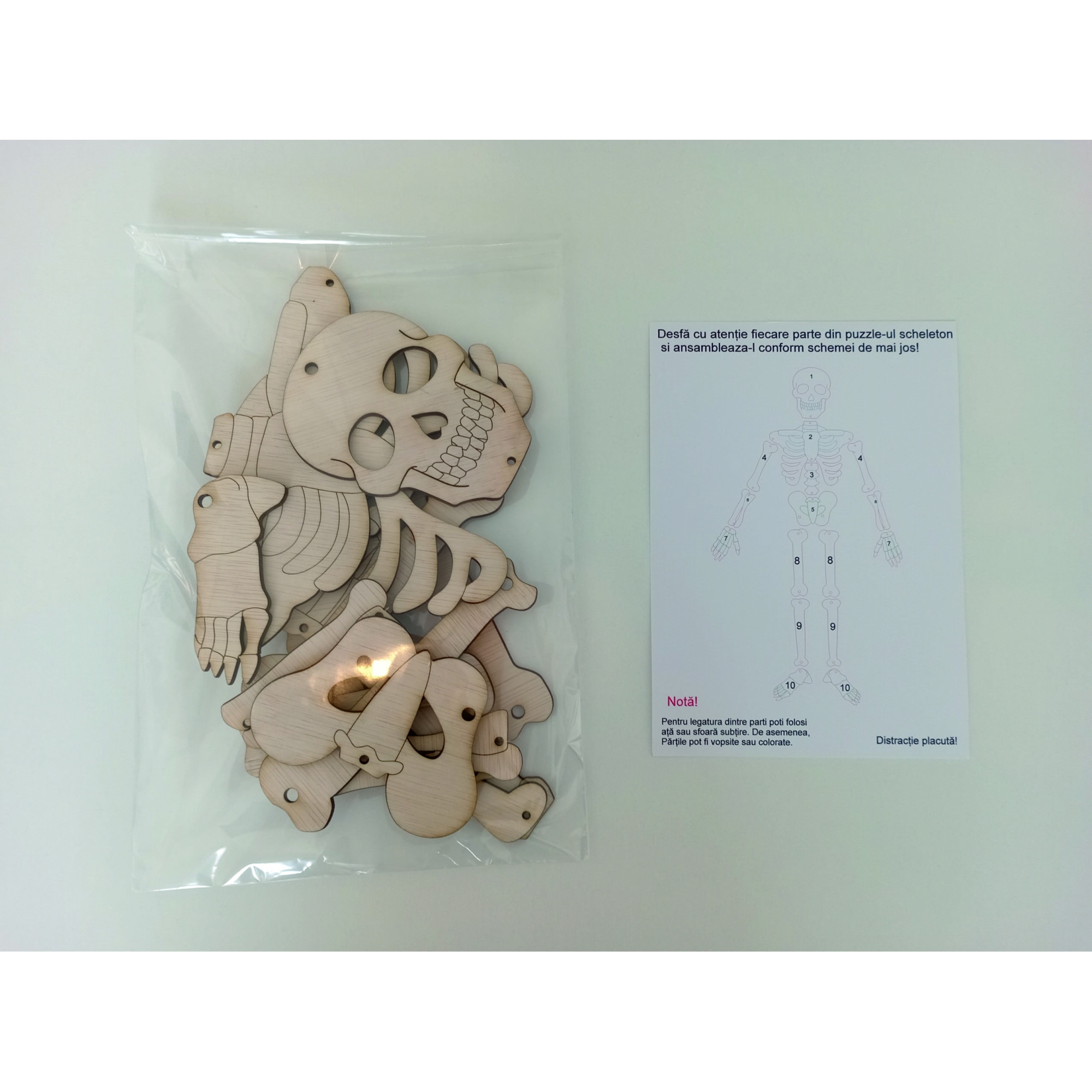 Puzzle Schelet Uman, Halloween, din lemn, 16 piese - eMAG.ro