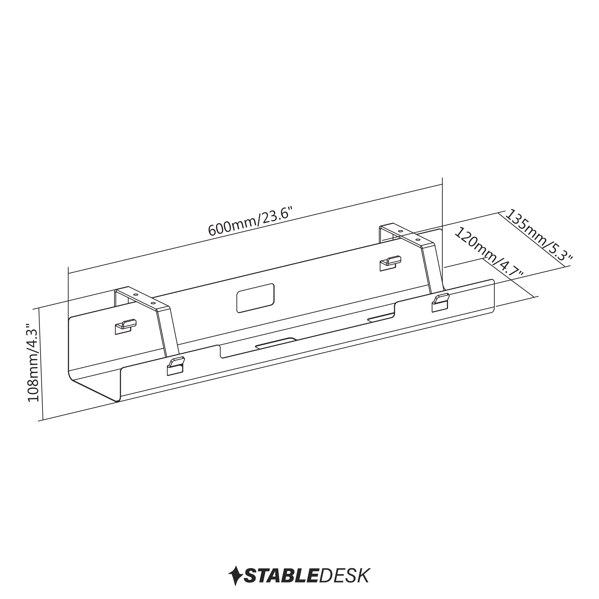 Organizator cabluri sub blat birou StableDesk, Tip tavita, Usor ...