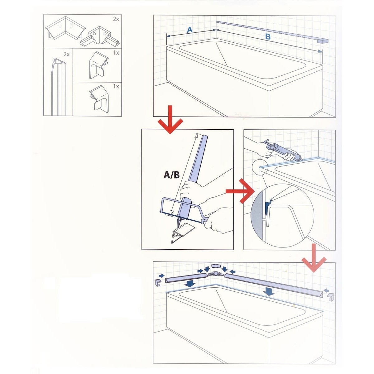 Profil etansare pentru cada 2x1950mm, 2 xroh PVL0 - eMAG.ro