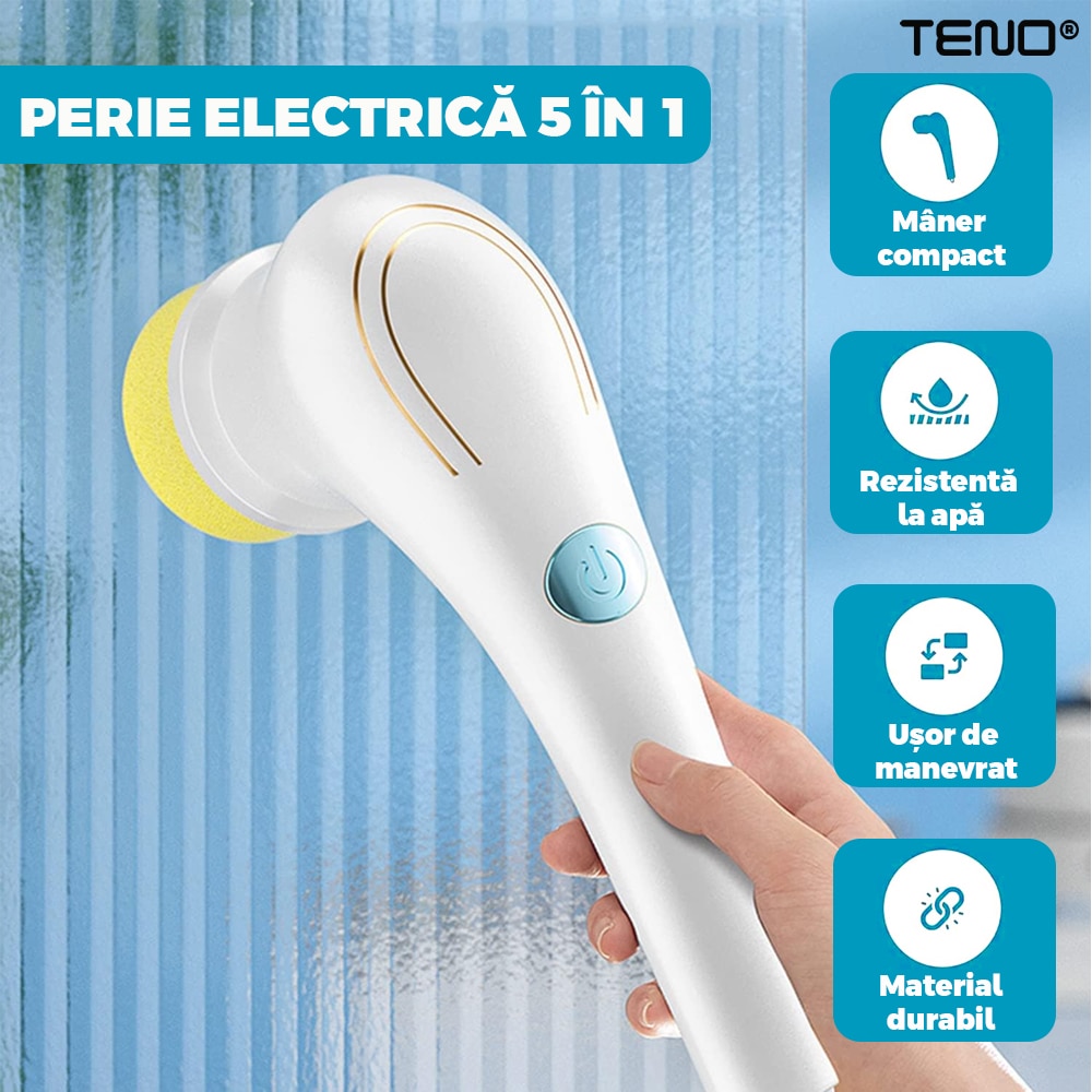 Perie Electrica pentru Curatat 5 in 1 Teno®, fara fir, multifunctionala ...