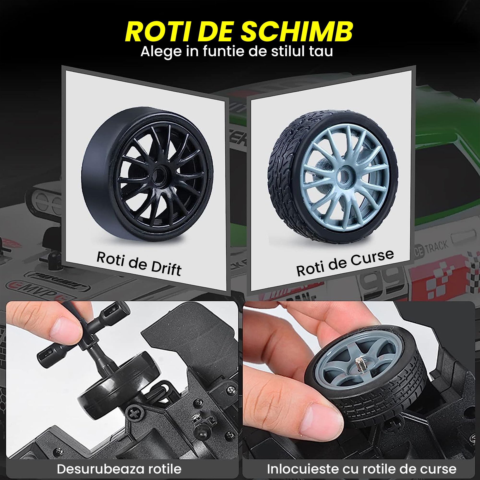 Masina cu telecomanda RC, Timebox, Drift car, 20km/h, lumini LED ...