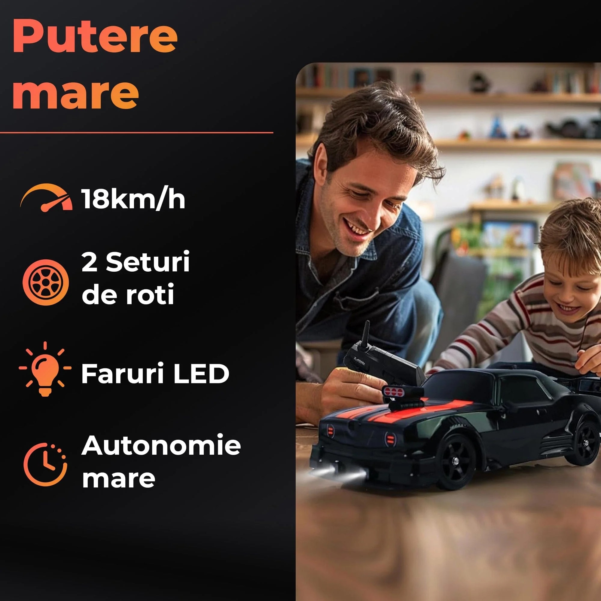 Masina cu telecomanda RC, Timebox, Drift car, 20km/h, lumini LED ...