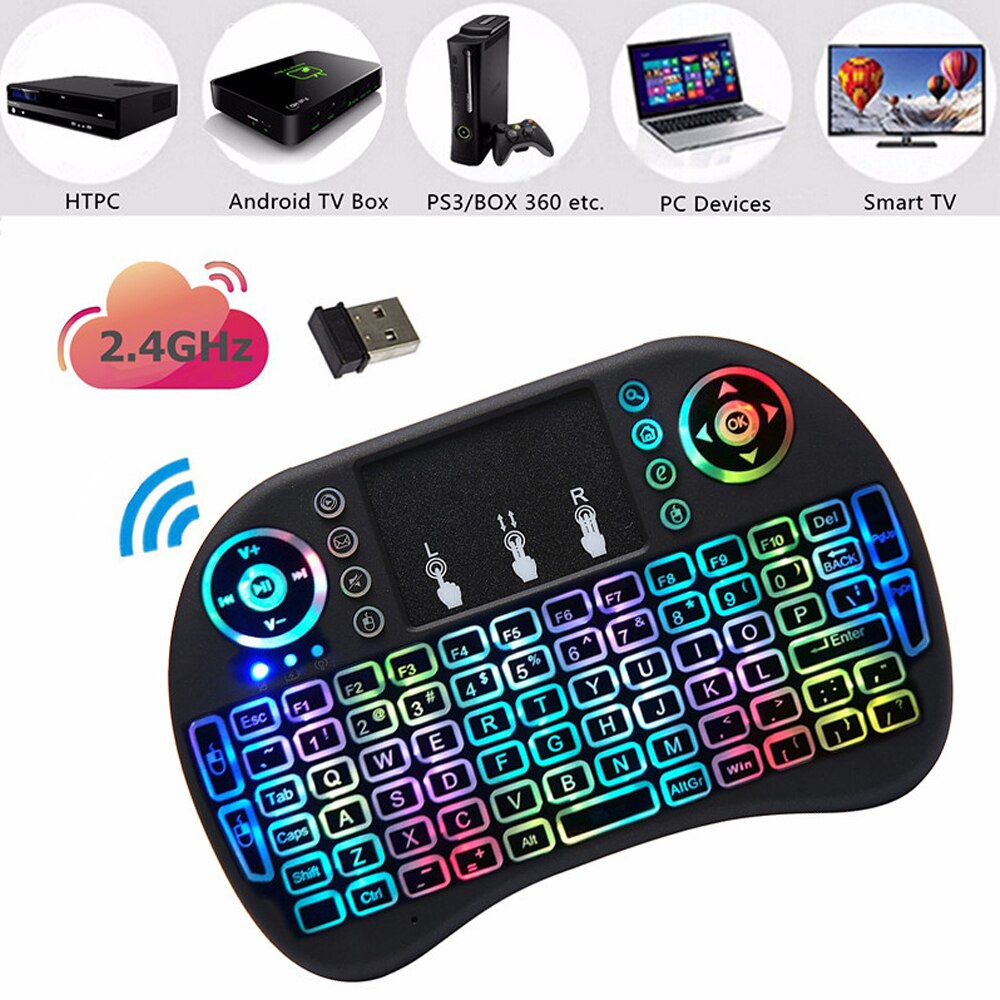 Мини клавиатура 1Tech, Модел I8-L, Безжична, Тъчпад, Черен - eMAG.bg