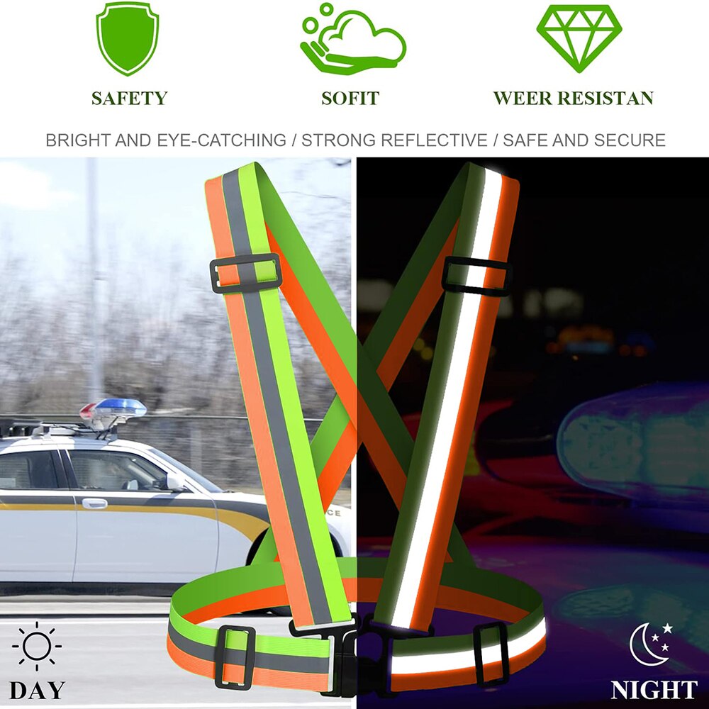 Bretele reflectorizante ajustabile, elasticePOOYE®, ciclism/alergari ...