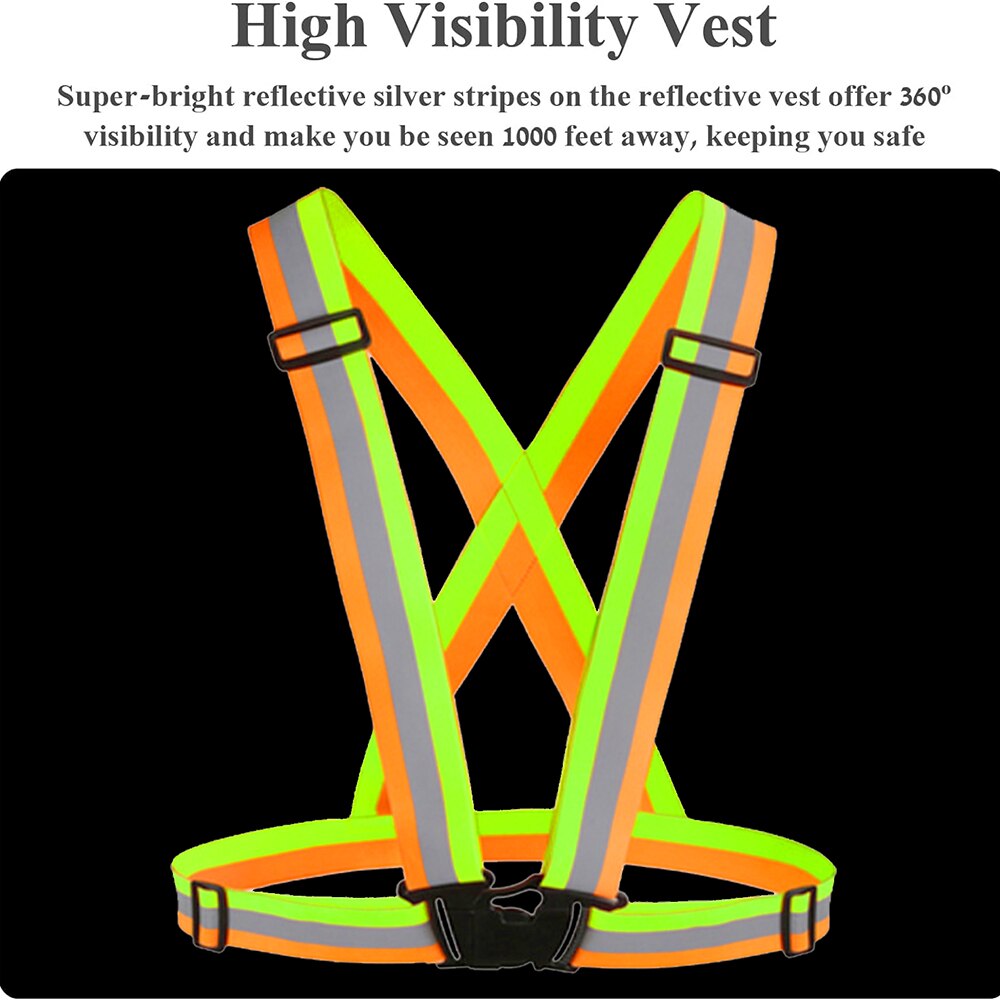 Bretele reflectorizante ajustabile, elasticePOOYE®, ciclism/alergari ...