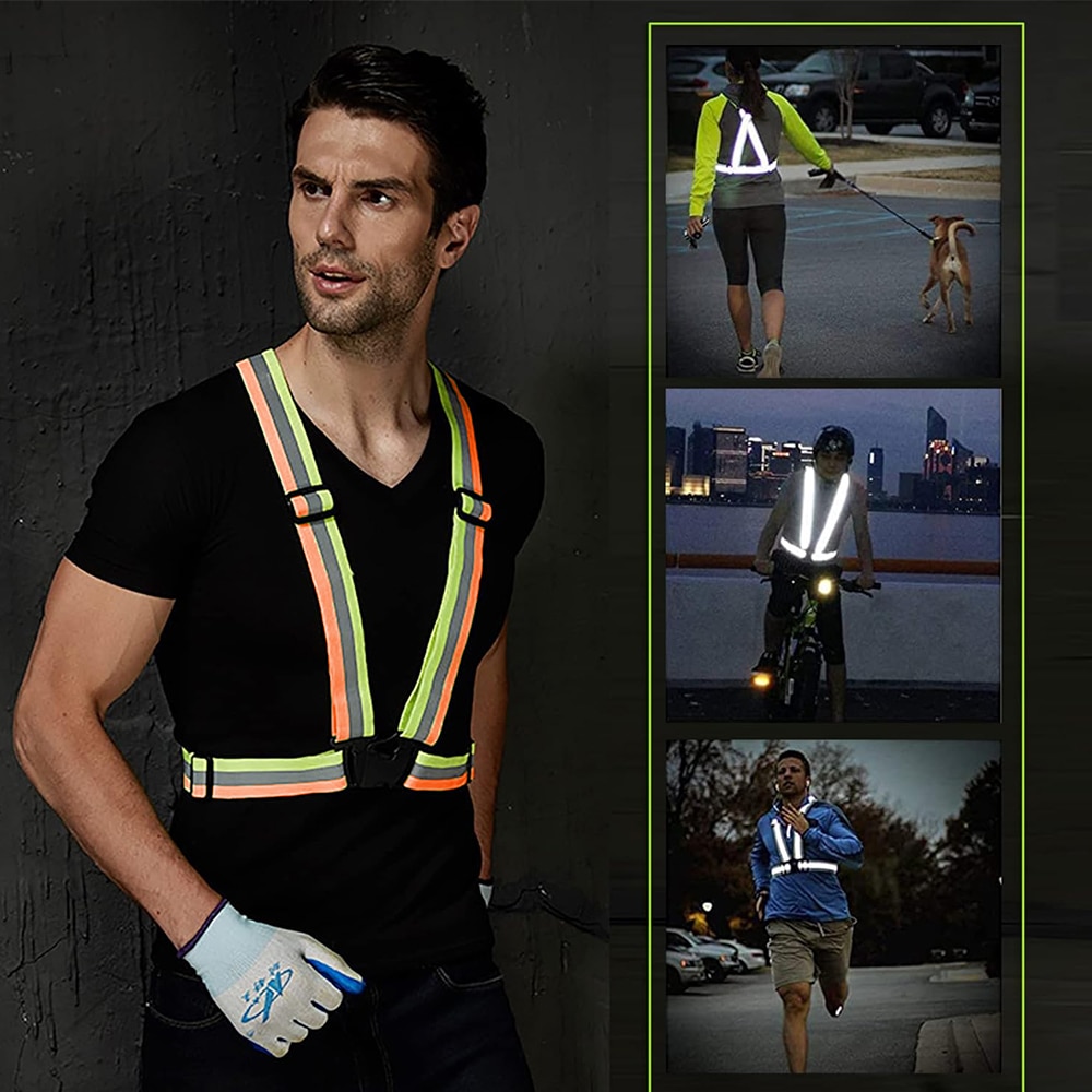 Bretele reflectorizante ajustabile, elasticePOOYE®, ciclism/alergari ...