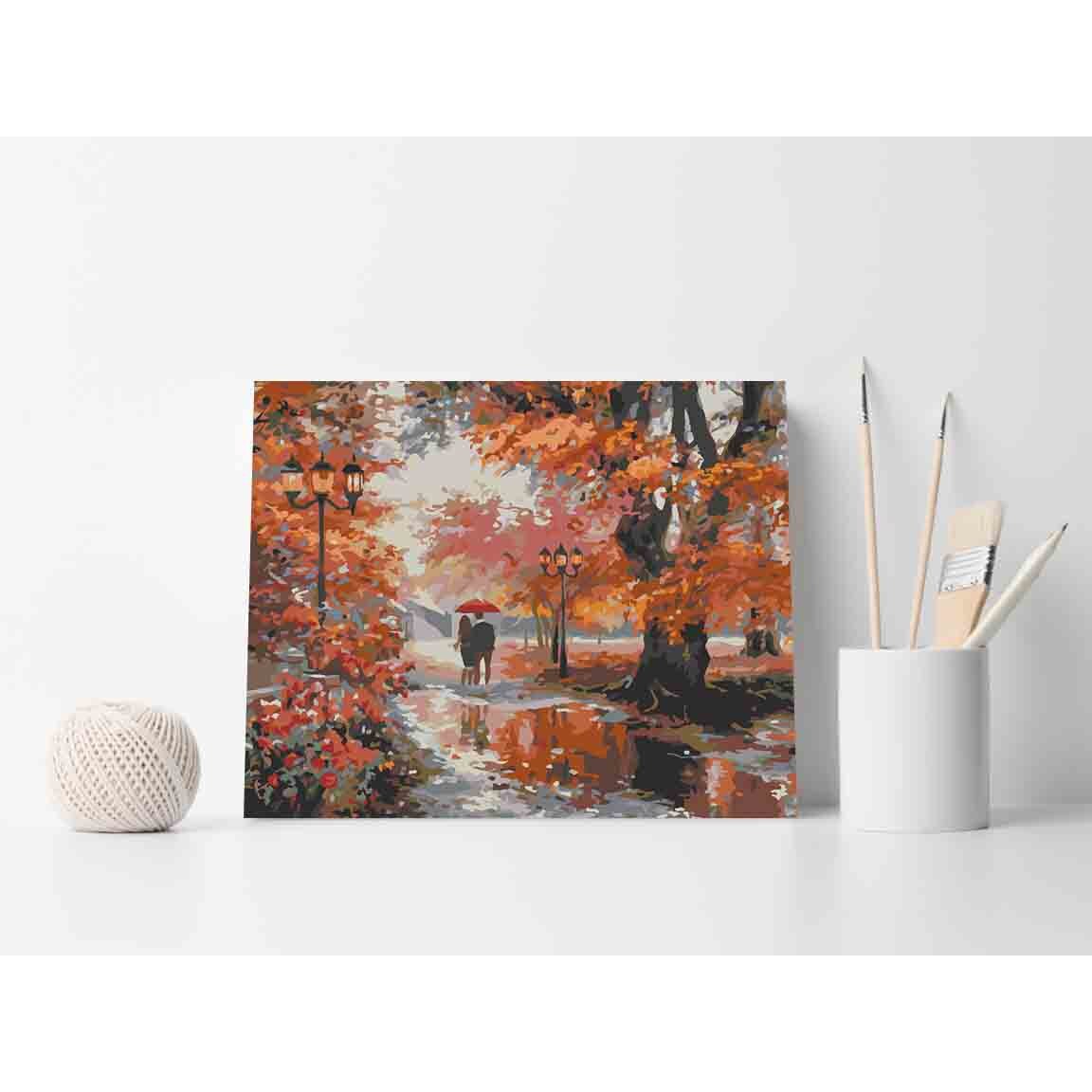 Set pictura pe numere Indragostiti toamna 3726, panza bumbac pe rama ...