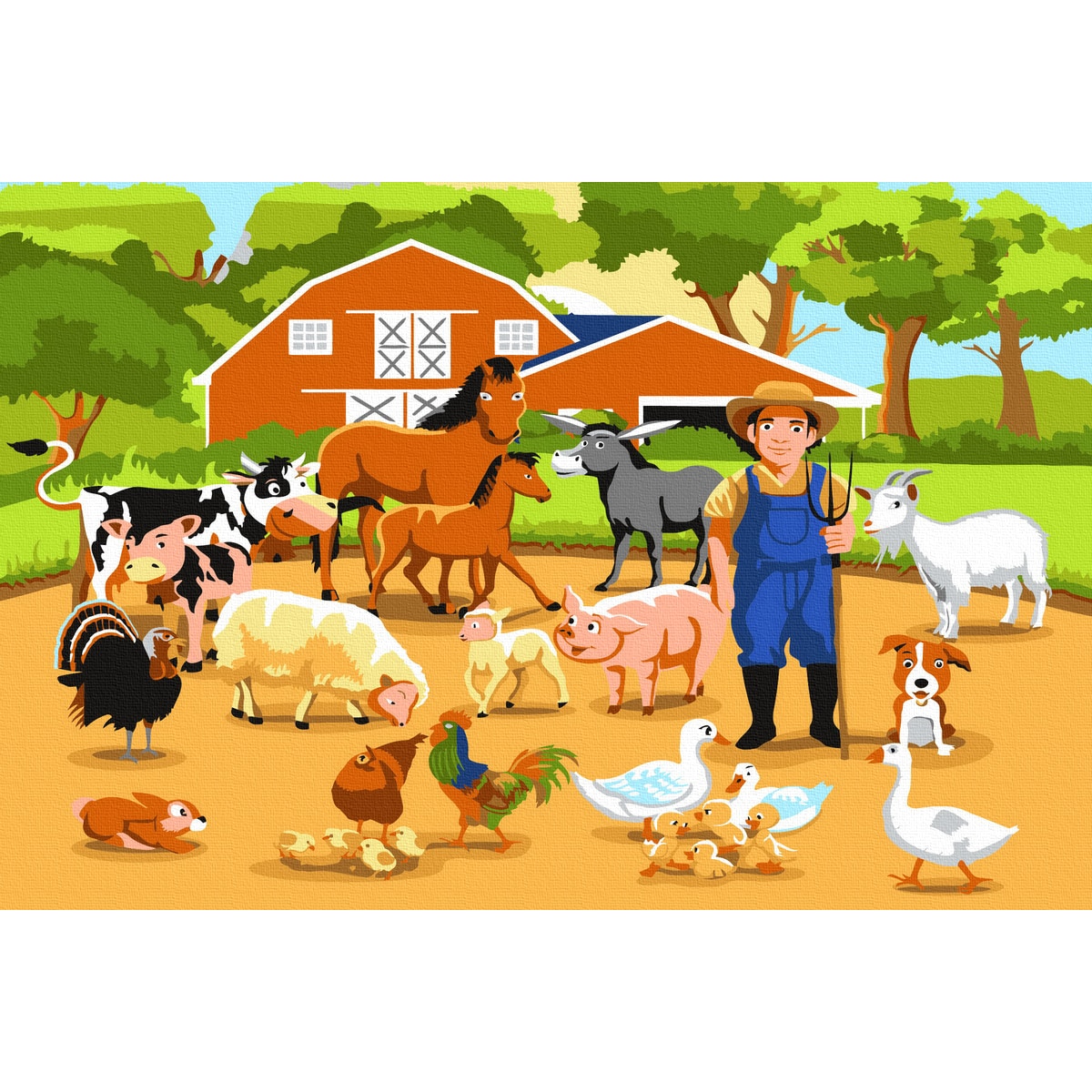 Set pictura pe numere, ColorBox, Ferma de Animale, 20x30 cm, panza ...