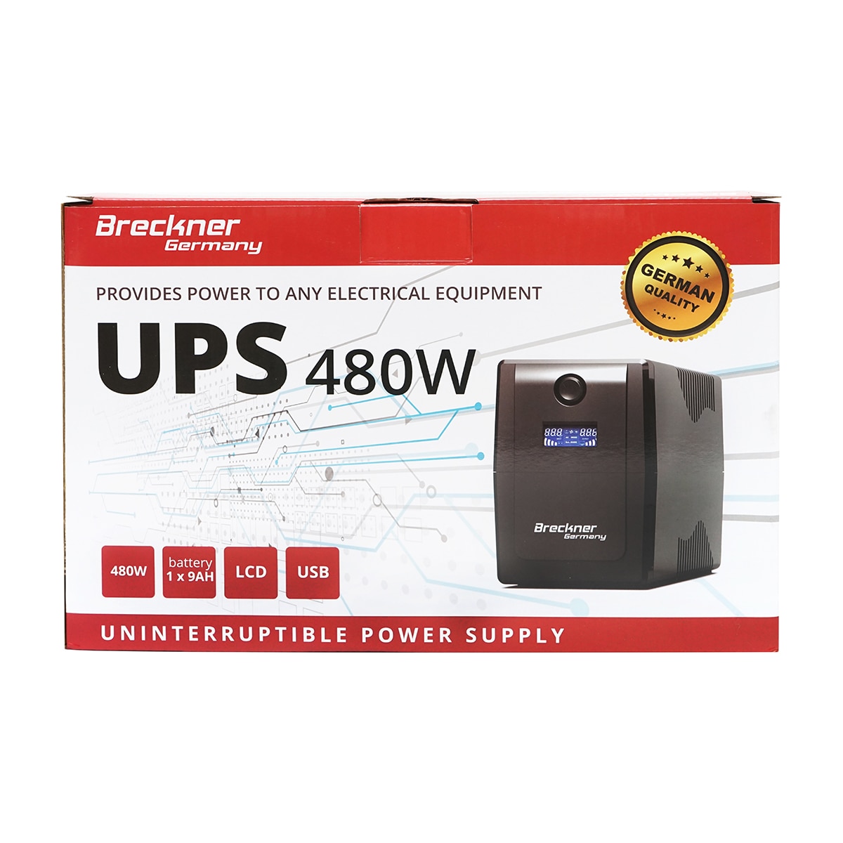 UPS 800VA/480W cu baterie 9Ah si 2 prize shuko, LCD, USB, AVR Breckner ...