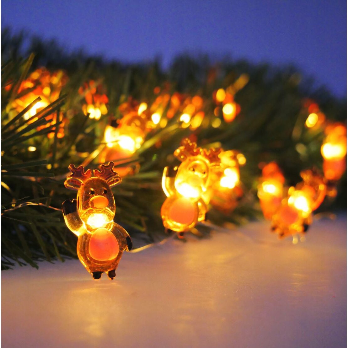 Sir de lumina LED decorativ de Craciun alb cald, 2,2 metri - ren - eMAG.ro