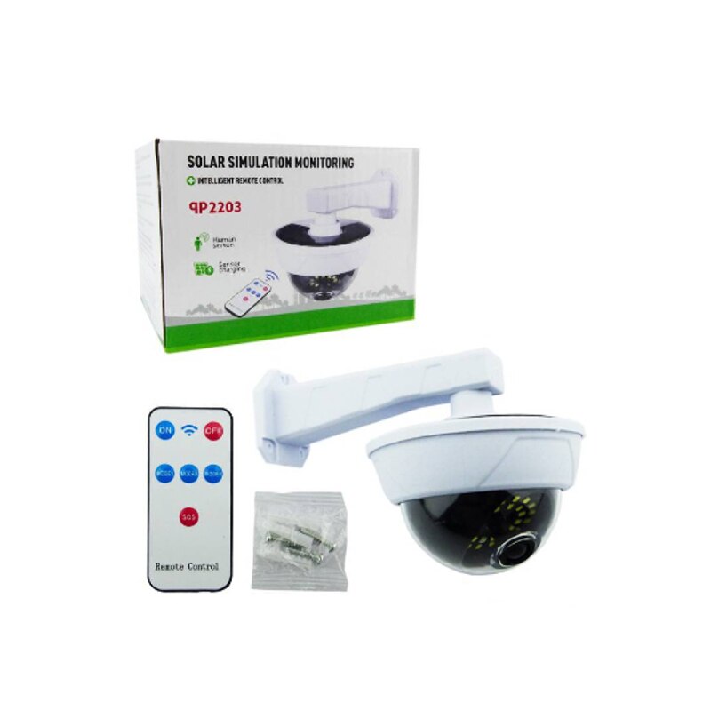 Camera falsa si lumina LED, QP-2203, cu senzor de miscare alimentat cu ...