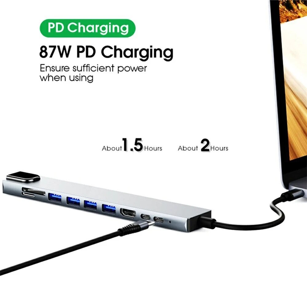 Hub Adaptor Multiport 10 in 1 USB-C Axeloni ® la HDMI 4K / port de ...
