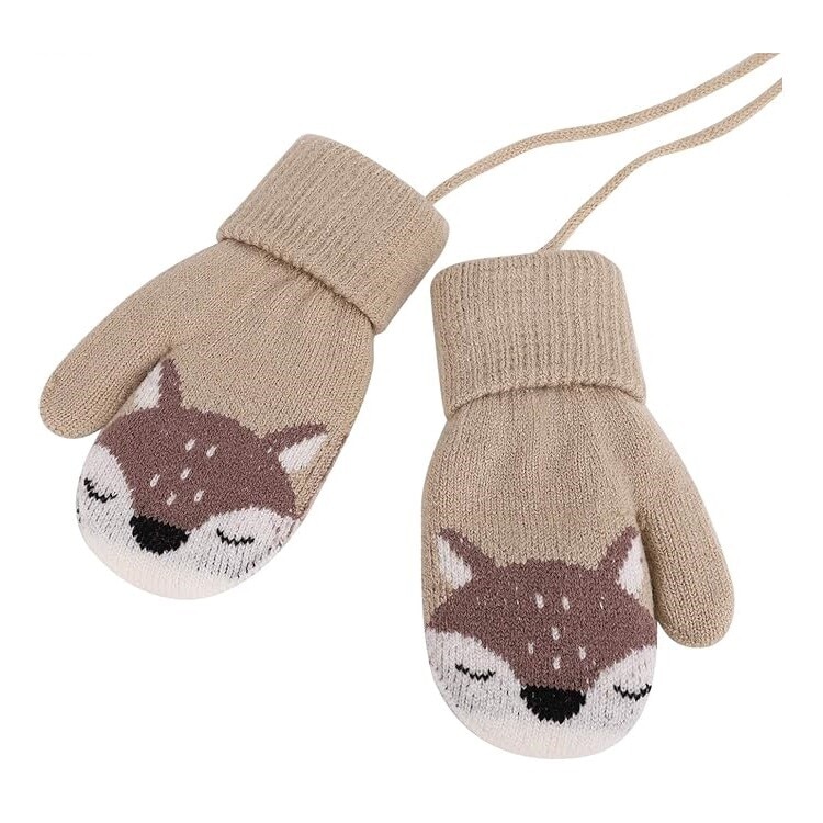 Manusi copii, Aisdelu®, Tricotate, Fara degete, Cu snur, Model jucaus ...