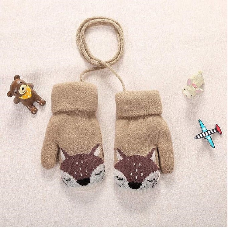 Manusi copii, Aisdelu®, Tricotate, Fara degete, Cu snur, Model jucaus ...