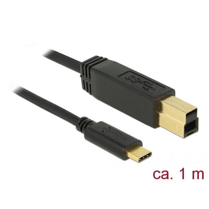 Cablu USB 3.1 Type C la Type B, Delock, 1m, Negru - eMAG.ro