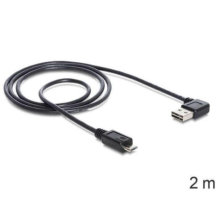 Cablu USB 2.0 Type A la USB 2.0 Type Micro-B, Delock, 2m, Negru - eMAG.ro