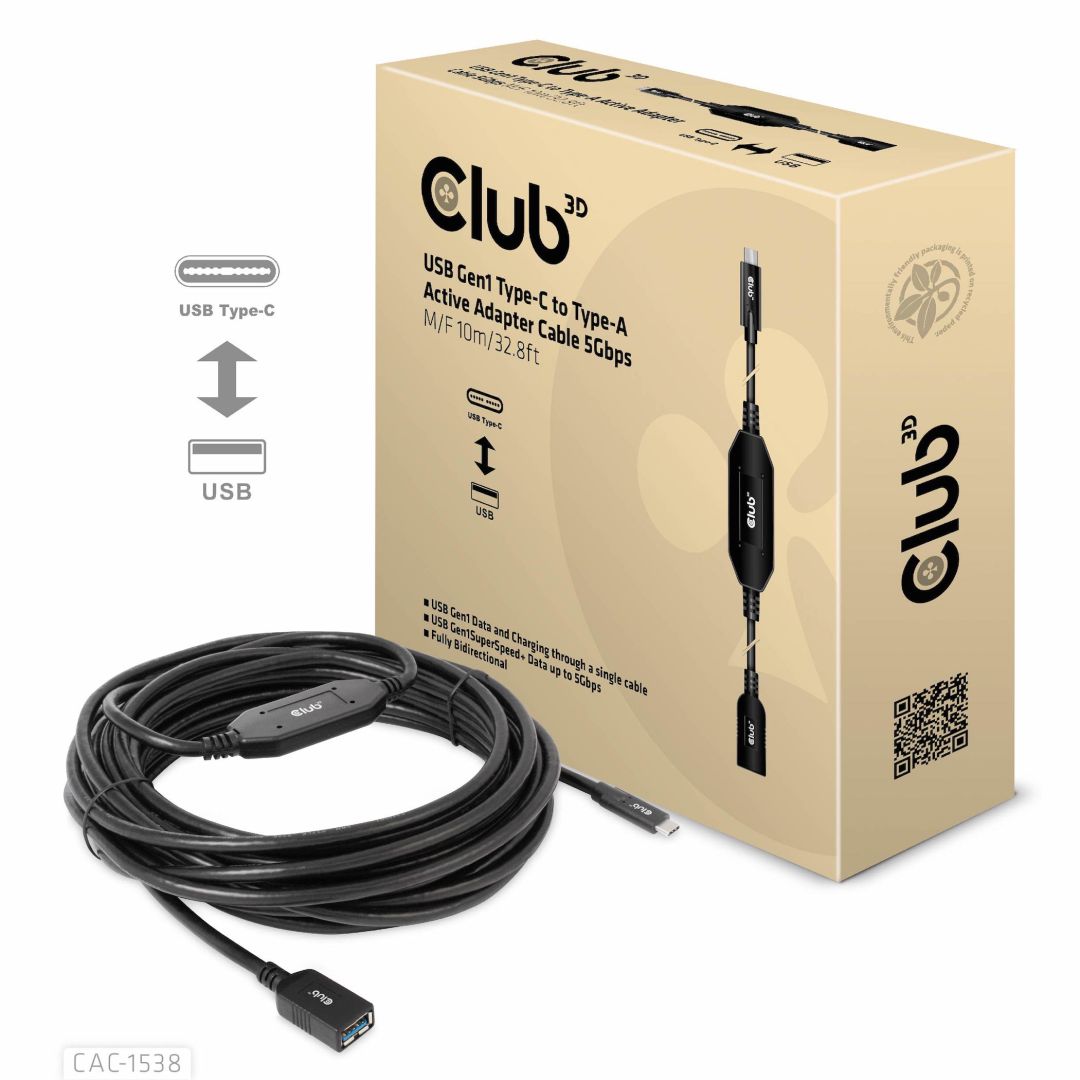 Adaptor USB tip C tata la USB tip A mama, CLUB3D, 10m, Negru - eMAG.ro