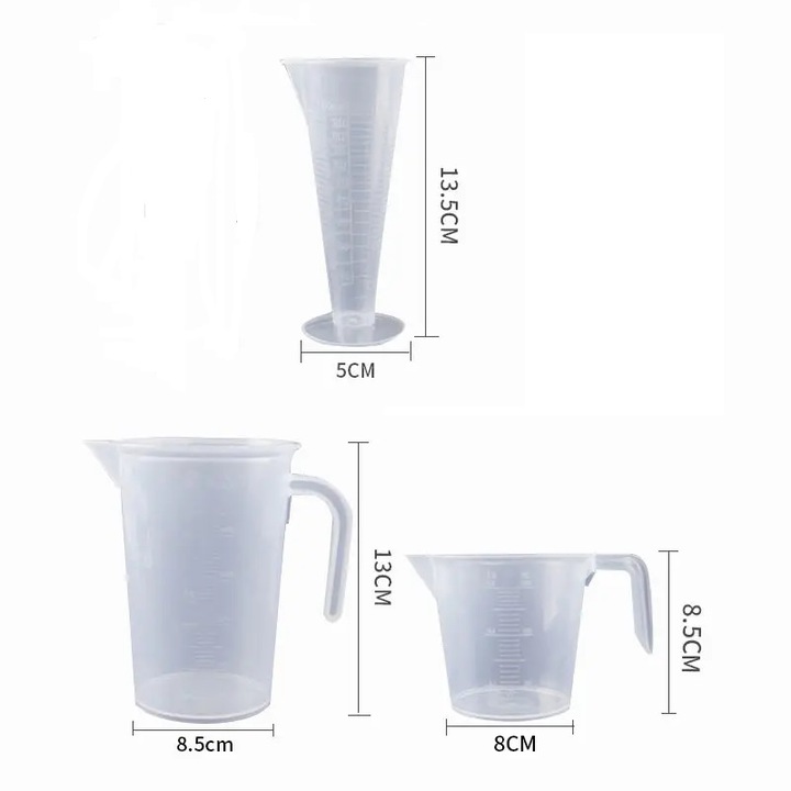 Set 3 cani gradate, cu precizie ridicata, marcaje in ML si maner, 100, 250, 500 ML - eMAG.ro
