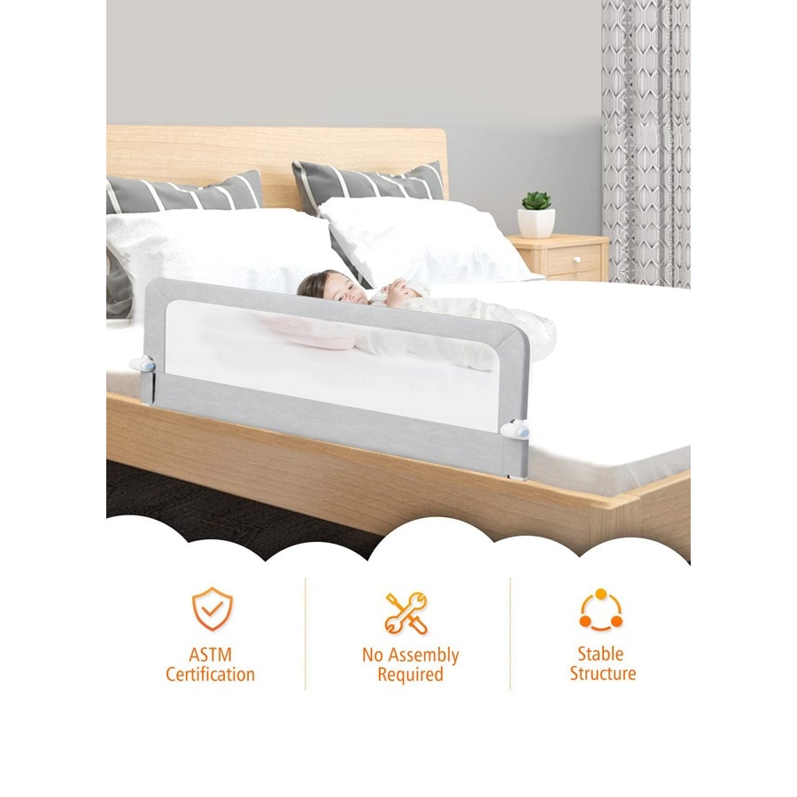 Protectie laterala pat pentru copii, WALALLA, Fier/Bumbac, 200cm, Gri ...